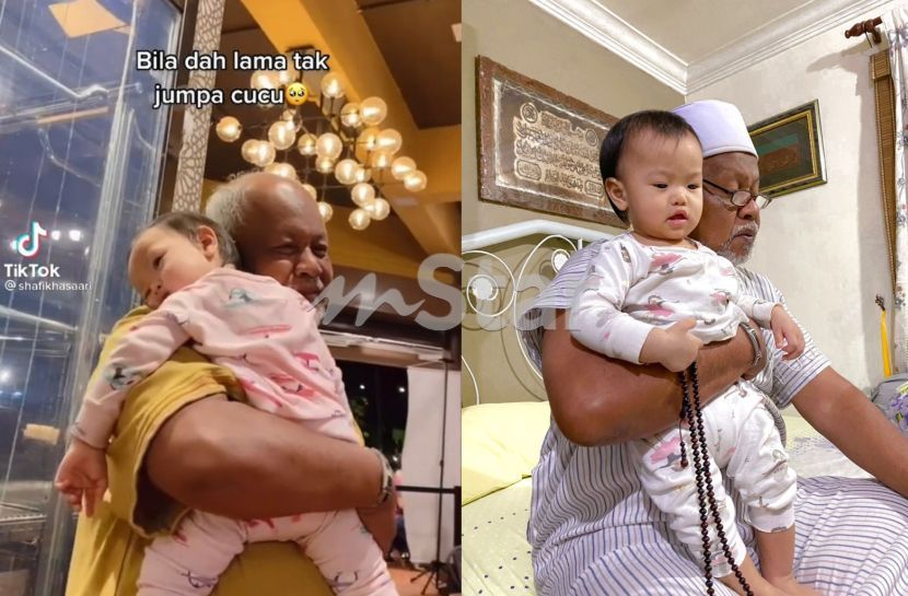 Enam bulan terpisah, cucu usia setahun asyik melekat dengan atuk ...