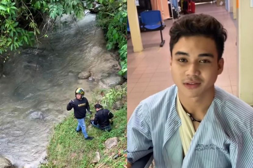 Atiq Azman jatuh motor lagi, kali ini terhumban dalam sungai... Sangka ...