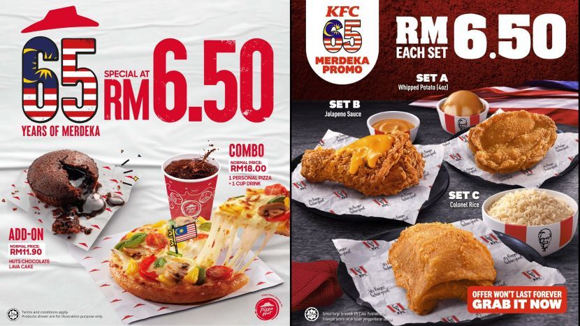 Wow! Sambutan kemerdekaan lebih meriah... KFC, Pizza Hut tawar hidangan ...