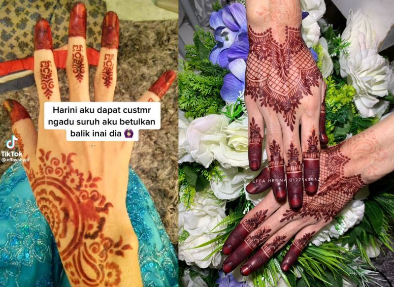 Nak jimat punya hal, pengantin monyok tengok inai sticker comot! Saat ...