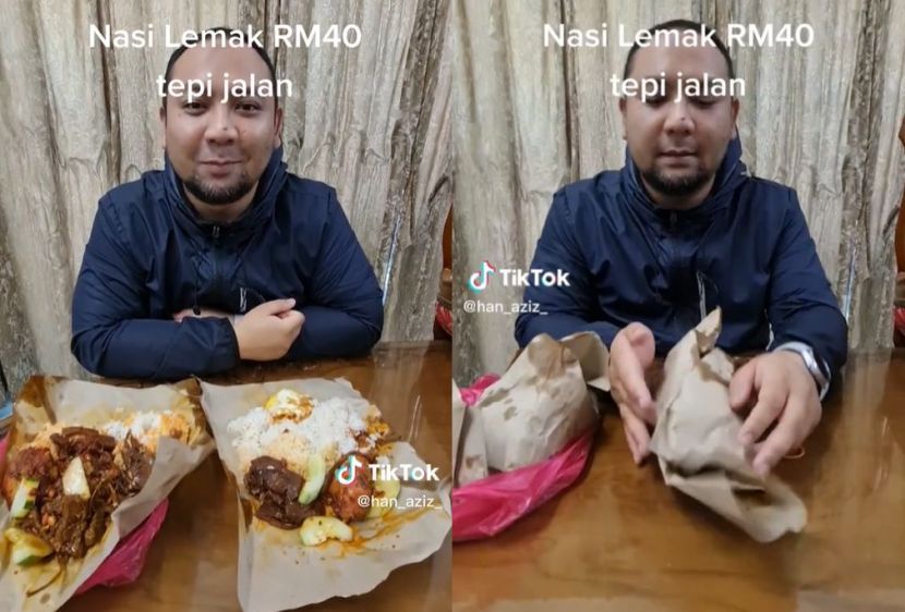 Netizen tak terkejut lelaki beli nasi lemak tepi jalan RM40, cedok macam-macam lauk... Siap ...