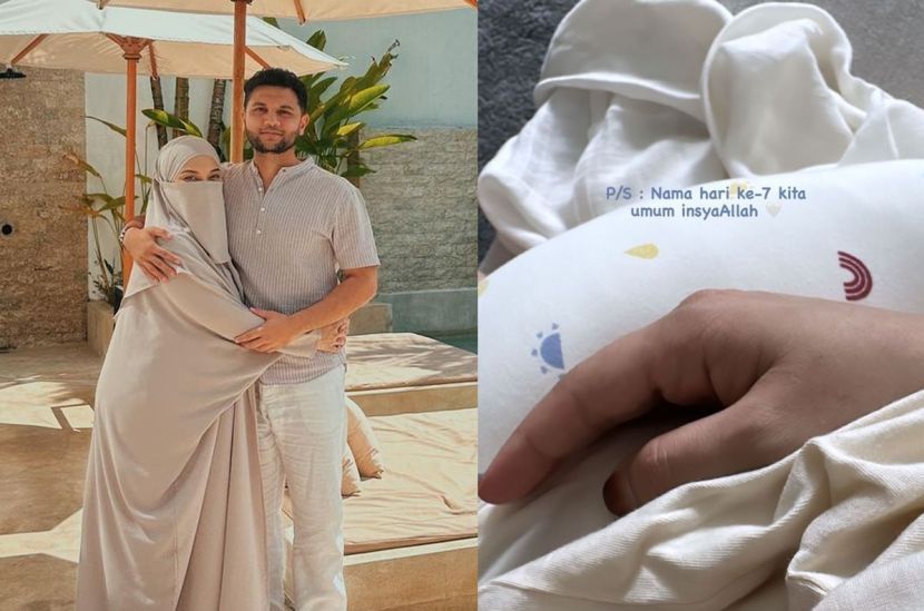 Neelofa dan Haris timang bayi lelaki, umum nama anak hari ketujuh ...