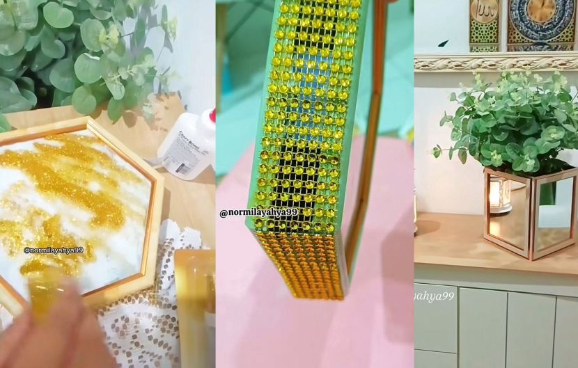 Wanita ajar cara buat 3 jenis pasu bunga guna cermin, kos murah tapi ...