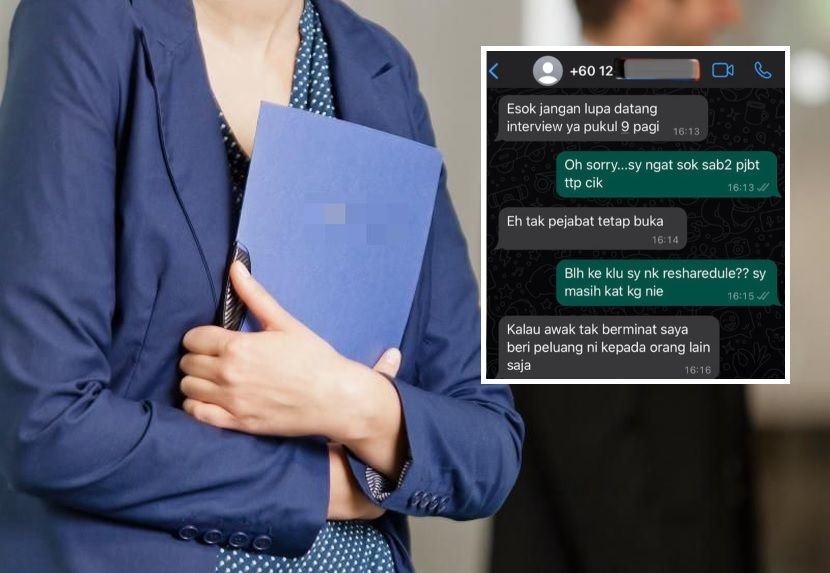 Calon zaman sekarang... Nak kerja tapi bahasa dengan penemuduga pun ke ...