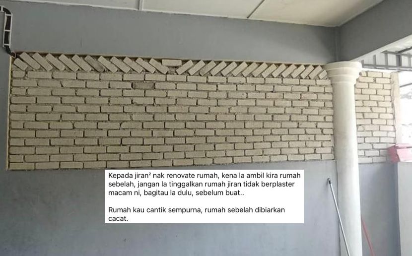 Tak bincang dulu, tiba-tiba jiran sebelah bina tembok... Rumah sendiri ...