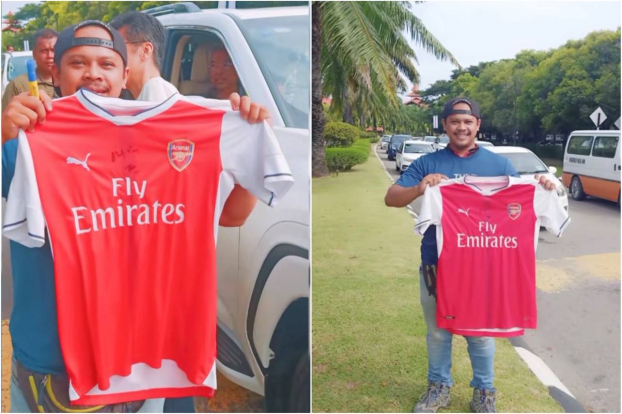 ‘Seram’ campur lucu YDPA pandang atas bawah diminta sign jersi Arsenal ...