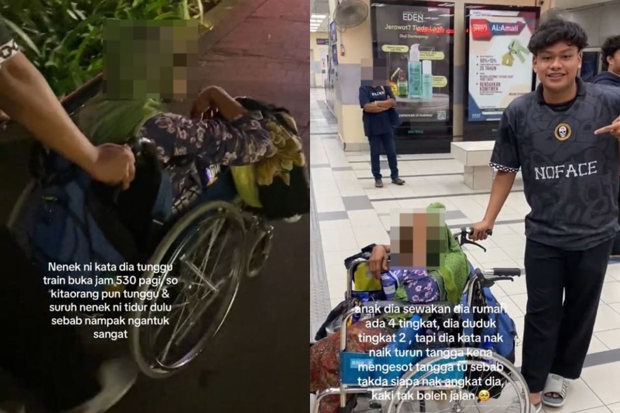 Nenek berkerusi roda tunggu MRT pukul 4 pagi, mengesot turun tangga ...