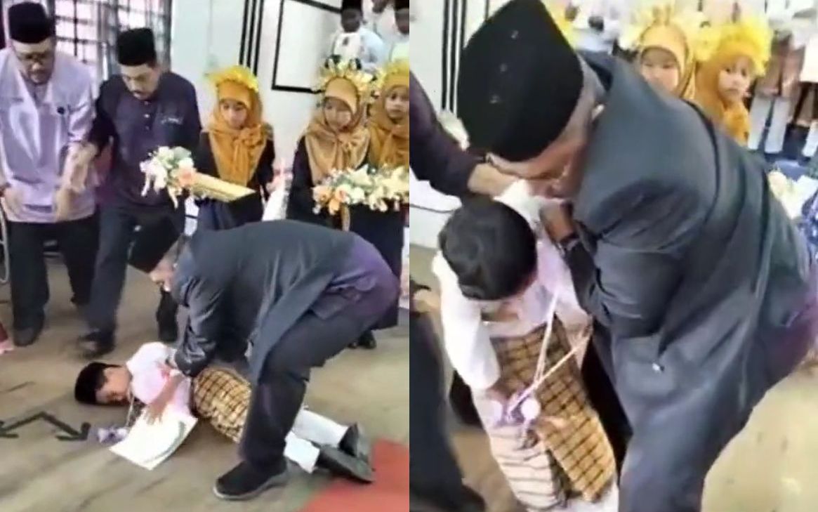 Murid rebah depan pentas, guru besar cuak! Semuanya hanya ‘drama’, dah ...