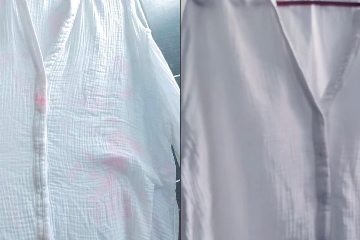 Susah hati tengok baju kesayangan terkena kesan luntur warna... Lega ...