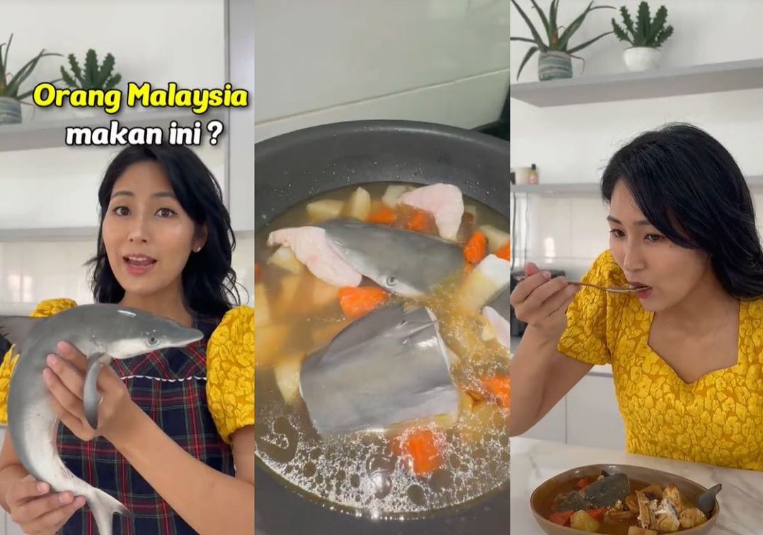 Wanita Jepun terkejut ikan yu dijual dalam pasar raya di Malaysia ...