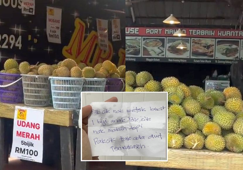 Anak teringin nak makan, pakcik hulur nota rayu sebiji durian paling ...