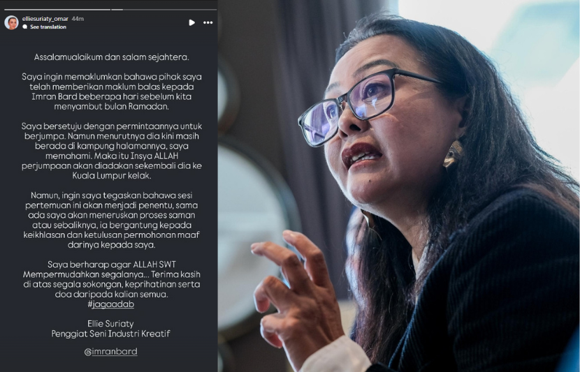 Ellie Suriaty setuju jumpa Imran Bard ‘face to face’, penentu teruskan ...