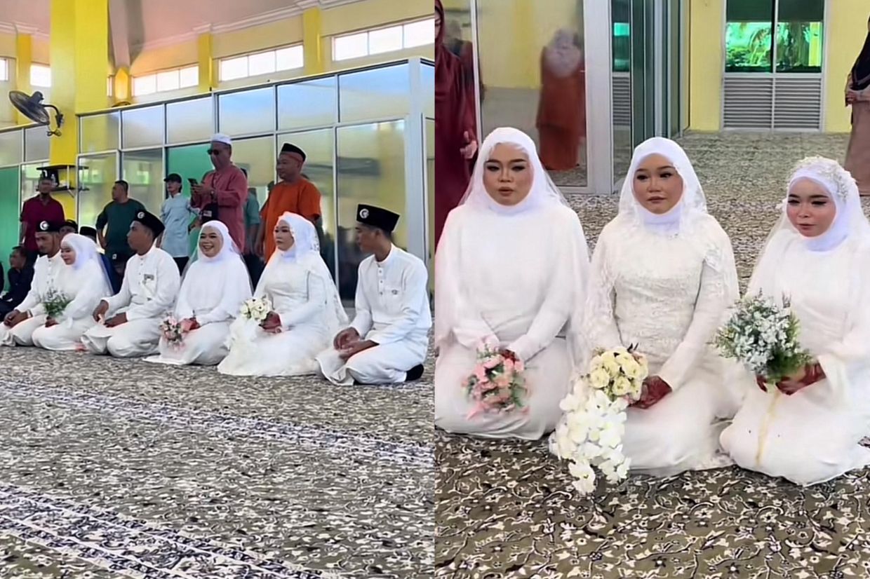 'Rare' 3 pengantin adik beradik kongsi satu mentua! Tiada istilah ...