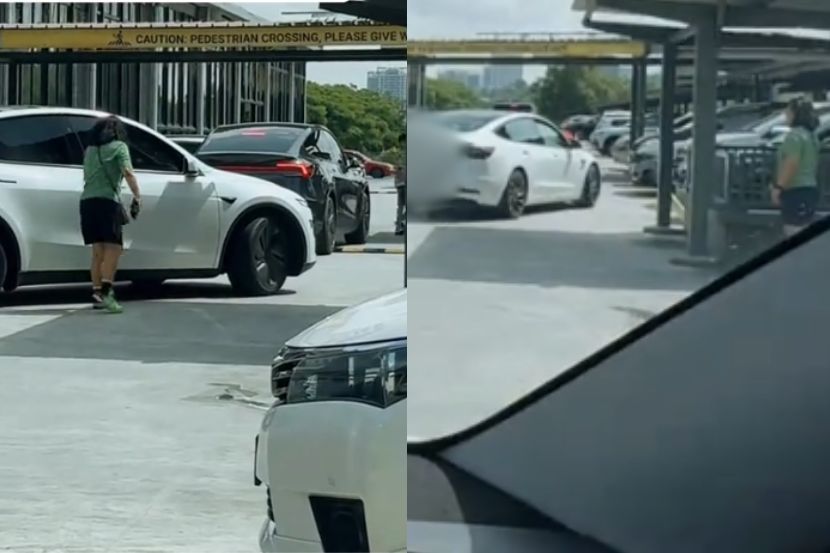 Warga Singapura dikesan ‘cop’ tempat cas EV percuma... Turun kereta ...