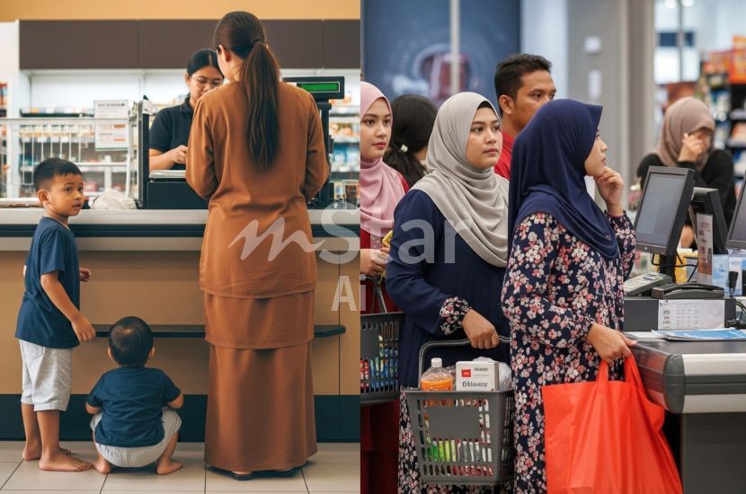 Wanita tampar tangan anak, marah buat kecoh lepas si adik terberak ...