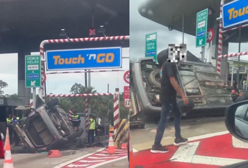 [V] Kereta terbalik di tol, rupa-rupanya pemandu bawa dadah - Semasa ...