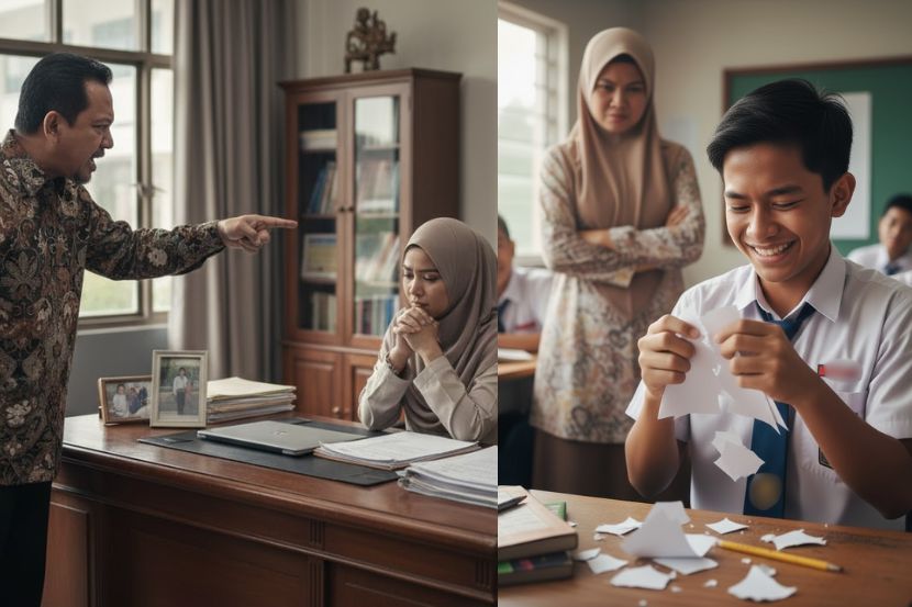 Tak puas hati disuruh salin nota dalam kelas, pelajar tunjuk samseng ...